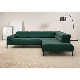 Home Affaire Ecksofa &raquo;Antonelli, L-Form, inkl. Kopfteilverstellung, Breite 276 cm&laquo; ohne Sitztiefenverstellung, in Feincord, gr&uuml;n gr&uuml;n 95% Polyester, 5