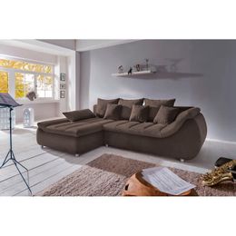 Home Affaire Ecksofa &raquo;Imola, bequem, aktuelle Steppung im Sitz, L-Form, Breite 270cm&laquo; wahlweise mit Bettfunktion braun Microfaser PRIMABELLE (100% 