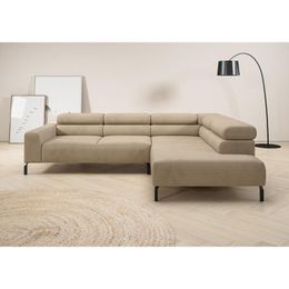 Home Affaire Ecksofa &raquo;Antonelli, L-Form, inkl. Kopfteilverstellung, Breite 276 cm&laquo; mit elektrischer Sitztiefenverstellung, in Feincord, sand beige 95%