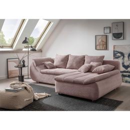Home Affaire Ecksofa &raquo;Imola, bequem, aktuelle Steppung im Sitz, L-Form, Breite 270cm&laquo; wahlweise mit Bettfunktion rosa Microfaser PRIMABELLE (100% 