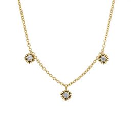 Lyomi Herren LYOMI Kette mit Anh&auml;nger &raquo;585/- Gelbgold florale Elemente 3 synth. Diam. 0,30ct.&laquo;
