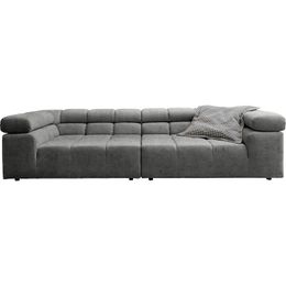 Home Affaire Big-Sofa &raquo;Ancona B/T/H: 290/110/70 cm&laquo; auff&auml;llige Steppung, inkl. 2 Zierkissen und verstellbaren Kopfst&uuml;tzen grau