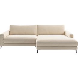 Home Affaire Ecksofa »Downtown, B/T/H: 272/190/84 cm L-Form« weicher Sitzkomfort auch in Cord und Bouclé, incl. Zierkissen natur