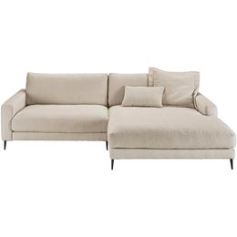 Home Affaire Ecksofa »Downtown, B/T/H: 272/190/84 cm L-Form« weicher Sitzkomfort auch in Cord und Bouclé, incl. Zierkissen natur