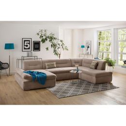 Home Affaire Wohnlandschaft &raquo;Avesa U-Form&laquo; Wahlweise mit Armteilverstellung und Bettfunktion, B/T/H: 355/216/80cm braun 95% Polyester, 5% Polyacryl