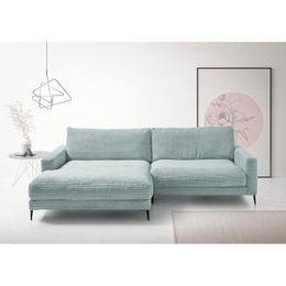 Home Affaire Ecksofa »Downtown, B/T/H: 272/190/84 cm L-Form« weicher Sitzkomfort auch in Cord und Bouclé, incl. Zierkissen hellblau