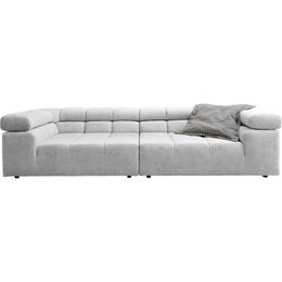 Home Affaire Big-Sofa &raquo;Ancona B/T/H: 290/110/70 cm&laquo; auff&auml;llige Steppung, inkl. 2 Zierkissen und verstellbaren Kopfst&uuml;tzen silber