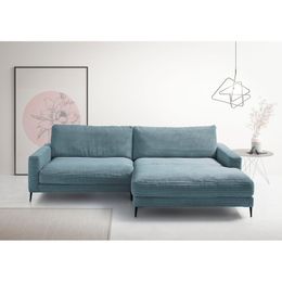 Home Affaire Ecksofa &raquo;Downtown, B/T/H: 272/190/84 cm L-Form&laquo; weicher Sitzkomfort auch in Cord und Boucl&eacute;, incl. Zierkissen blau 88% Polyester, 12% 