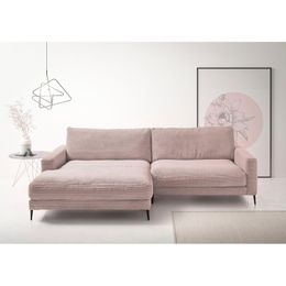 Home Affaire Ecksofa »Downtown, B/T/H: 272/190/84 cm L-Form« weicher Sitzkomfort auch in Cord und Bouclé, incl. Zierkissen rosé