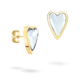 Liebeskind Berlin Paar Ohrstecker »Schmuck Geschenk Edelstahl Ohrringe Glass Heart« gelbgoldfarben-transparent + transparent Modische Ohrringe mit...