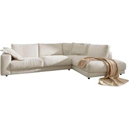 Home Affaire Ecksofa »Enisa XXL B/T/H: 325/224/85 cm L-Form« Kuschelig, gemütlich, in 5 Farben, Bezug in Cord, mit 2 Zierkissen weiß