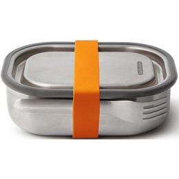 BLACK+BLUM Lunchbox 1 Stk. tlg. (3-in1), auslaufsicher, mit Silikon-Ventil, Gabel und Gurt, 600 ml orange