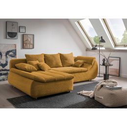 Home Affaire Ecksofa &raquo;Imola, bequem, aktuelle Steppung im Sitz, L-Form, Breite 270cm&laquo; wahlweise mit Bettfunktion gold Microfaser PRIMABELLE (100% 
