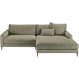 Home Affaire Ecksofa »Downtown, B/T/H: 272/190/84 cm L-Form« weicher Sitzkomfort auch in Cord und Bouclé, incl. Zierkissen grün