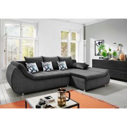 Home Affaire Ecksofa &raquo;Imolaa elegant, Breite 270cm, moderne Sitzsteppung, bequem, L-Form&laquo; auch mit Bettfunktion und Bettkasten grau 100% Polyester