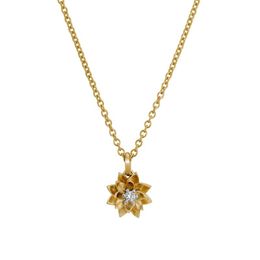 Lyomi Herren LYOMI Kette mit Anh&auml;nger &raquo;585/- GG/WG Lotusbl&uuml;te synth. Diam. 0,06ct.&laquo;