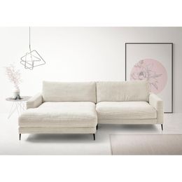 Home Affaire Ecksofa »Downtown, B/T/H: 272/190/84 cm L-Form« weicher Sitzkomfort auch in Cord und Bouclé, incl. Zierkissen weiß