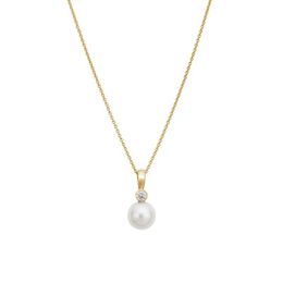 LYOMI Kette mit Anh&auml;nger &raquo;585/- Gelbgold synth. Diam. 0, 10ct. Perle&laquo; gelb 45,0cm Anh&auml;nger mit Kette aus 585/- Gelbgold glanz