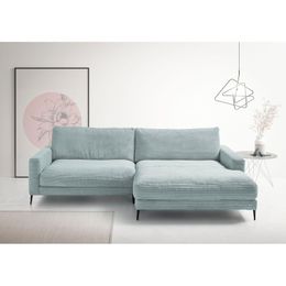 Home Affaire Ecksofa »Downtown, B/T/H: 272/190/84 cm L-Form« weicher Sitzkomfort auch in Cord und Bouclé, incl. Zierkissen hellblau