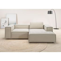 Home Affaire Ecksofa &raquo;Watertown, kompakte L-Form, 246 cm breite f&uuml;r kleinere R&auml;ume&laquo; modernes Ecksofa mit Feincordbezug, platzsparend & bequem beige 94