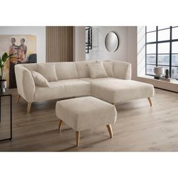 Home Affaire Ecksofa &raquo;Colori Polsterm&ouml;bel mit zeitlos eleganter R&uuml;ckenf&uuml;hrung. L-Form&laquo; Holzfu&szlig;farbe w&auml;hlbar, inkl. 4x Zierkissen beige 100% Polyester