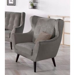 Home Affaire Ohrensessel &raquo;Hemmink, Sessel, Loungesessel&laquo; mit Knopfheftung grau Struktur (94% Polyester, 6% Polyacryl);Samtvelours (100% Polyester);
