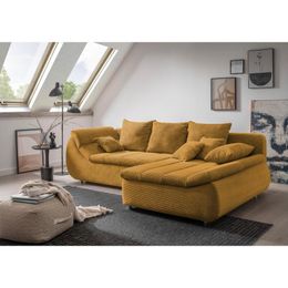 Home Affaire Ecksofa &raquo;Imola, bequem, aktuelle Steppung im Sitz, L-Form, Breite 270cm&laquo; wahlweise mit Bettfunktion gold Microfaser PRIMABELLE (100% 