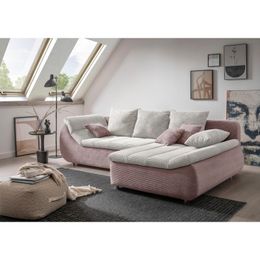 Home Affaire Ecksofa &raquo;Imola, bequem, aktuelle Steppung im Sitz, L-Form, Breite 270cm&laquo; wahlweise mit Bettfunktion rosa Microfaser PRIMABELLE (100% 