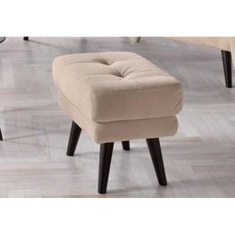 Home Affaire Hocker &raquo;Hemmink&laquo; mit Knopfheftung beige Samtvelours (100% Polyester);Luxus-Microfaser (100% Polyester);Struktur (94% Polyester, 6% 