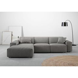 Home Affaire Ecksofa &raquo;Glimminge auch in Breitcord, Feincord, Boucl&eacute; + Easy care-Bezug&laquo; L-Form, Breite 294, Zierkissen grau 100% Polyester