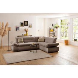 Home Affaire Ecksofa &raquo;Avesa L-Form&laquo; Wahlweise mit Arm- und Bettfunktion, B/T/H: 275/211/80 cm braun 95% Polyester, 5% Polyacryl