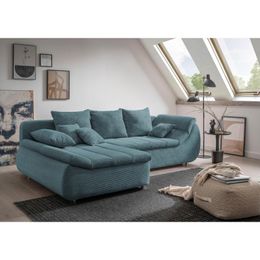 Home Affaire Ecksofa &raquo;Imola, bequem, aktuelle Steppung im Sitz, L-Form, Breite 270cm&laquo; wahlweise mit Bettfunktion blau Microfaser PRIMABELLE (100% 