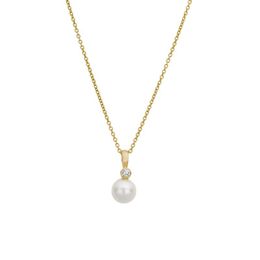 LYOMI Kette mit Anh&auml;nger &raquo;585/- Gelbgold synth. Diam. 0, 07ct. Perle&laquo; gelb 45,0cm Anh&auml;nger mit Kette aus 585/- Gelbgold glanz