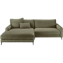 Home Affaire Ecksofa &raquo;Downtown, B/T/H: 272/190/84 cm L-Form&laquo; weicher Sitzkomfort auch in Cord und Boucl&eacute;, incl. Zierkissen gr&uuml;n 100% Polyester