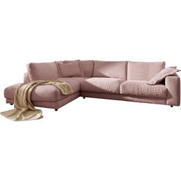 Home Affaire Ecksofa &raquo;Enisa XXL B/T/H: 325/224/85 cm L-Form&laquo; Kuschelig, gem&uuml;tlich, in 5 Farben, Bezug in Cord, mit 2 Zierkissen rosa Cord (88% 