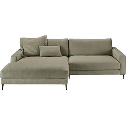 Home Affaire Ecksofa »Downtown, B/T/H: 272/190/84 cm L-Form« weicher Sitzkomfort auch in Cord und Bouclé, incl. Zierkissen grün