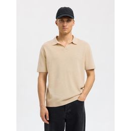 Selected Herren Selected Poloshirt &raquo;SLHMATTIS SS KNIT SUN OPEN POLO NOOS&laquo; beige XXL