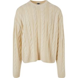 Urban Classics Rundhalspullover &raquo;Herren Boxy Sweater&laquo; 1 Stk. sand L L M&auml;nner Strickpullover mit Zopfmuster auf Vorderseite und &Auml;rmeln