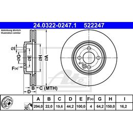 ATE Bremsensatz-Vorderachse PowerDisc / Standard IJZJSGIQA5 Bremsensatz, Scheibenbremse vorne rechts links bel&uuml;ftet 294mm f&uuml;r MINI 34356783230 3411980