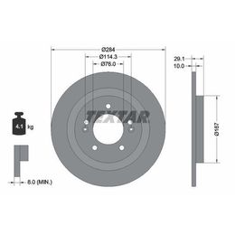 TEXTAR Bremsscheibe 92352503 hinten rechts links voll 284mm f&uuml;r KIA 58411G2700
