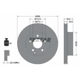 TEXTAR Bremsscheibe PRO vorne rechts links innenbel&uuml;ftet 288mm f&uuml;r MERCEDES-BENZ A2044210012 2044210012 0004211912 92159603