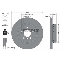 TEXTAR Bremsscheibe PRO+ vorne rechts links innenbel&uuml;ftet 330mm f&uuml;r BMW 6883506 34106883506 6896652 92265825