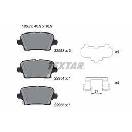 TEXTAR Bremsbelagsatz, Scheibenbremse hinten rechts links mit Zubeh&ouml;r f&uuml;r VAUXHALL OPEL 13517694 2295301
