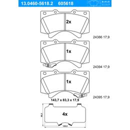 ATE Bremsbelagsatz, Scheibenbremse 13.0460-5618.2 vorne rechts links f&uuml;r LEXUS TOYOTA 04465-60280 04465-60300