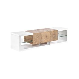 Beliani TV-M&ouml;bel FULERTON in Wei&szlig;/Braun - (W) 160 x (H) 40 x (L) 42 cm | Gr.: onesize