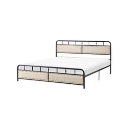 Beliani Doppelbett BREUILLET in Schwarz/Beige - (W) 185 x (H) 95 x (L) 207 cm | Gr.: onesize
