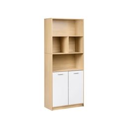 Beliani B&uuml;cherregal ZEHNA in Braun/Wei&szlig; - (W) 80 x (H) 197 x (L) 40 cm | Gr.: onesize