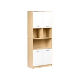 Beliani B&uuml;cherregal ZEHNA in Braun/Wei&szlig; - (W) 80 x (H) 197 x (L) 40 cm | Gr.: onesize