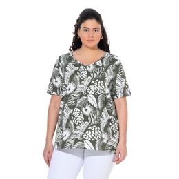 Ulla Popken Shirt in olivgrau | Gr.: 62/64