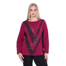 Ulla Popken Langarmshirt in bordeaux | Gr.: 62/64